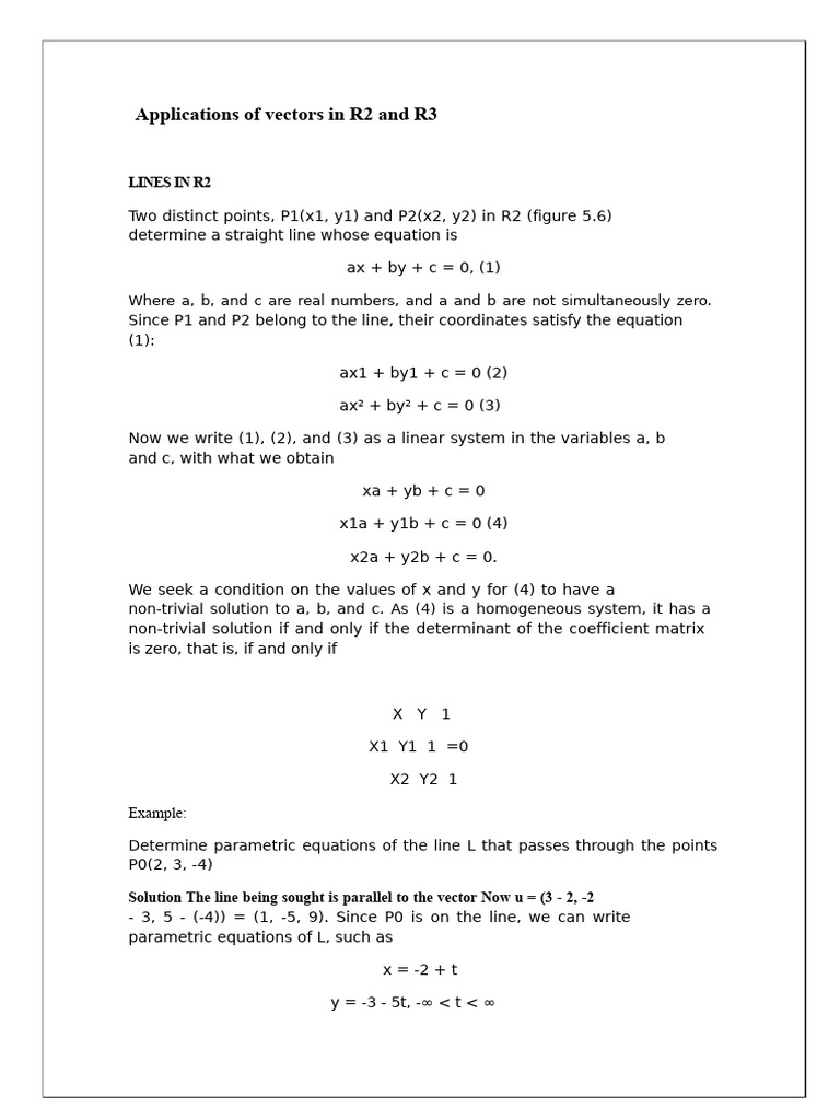 Applications of Vectors in R2 and R3 | PDF | Vector Space | System Of Linear Equations