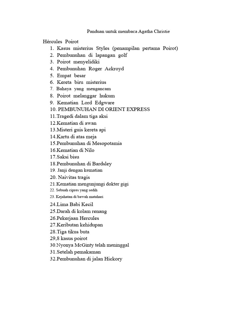 Panduan untuk Membaca Agatha Christie.docx | PDF