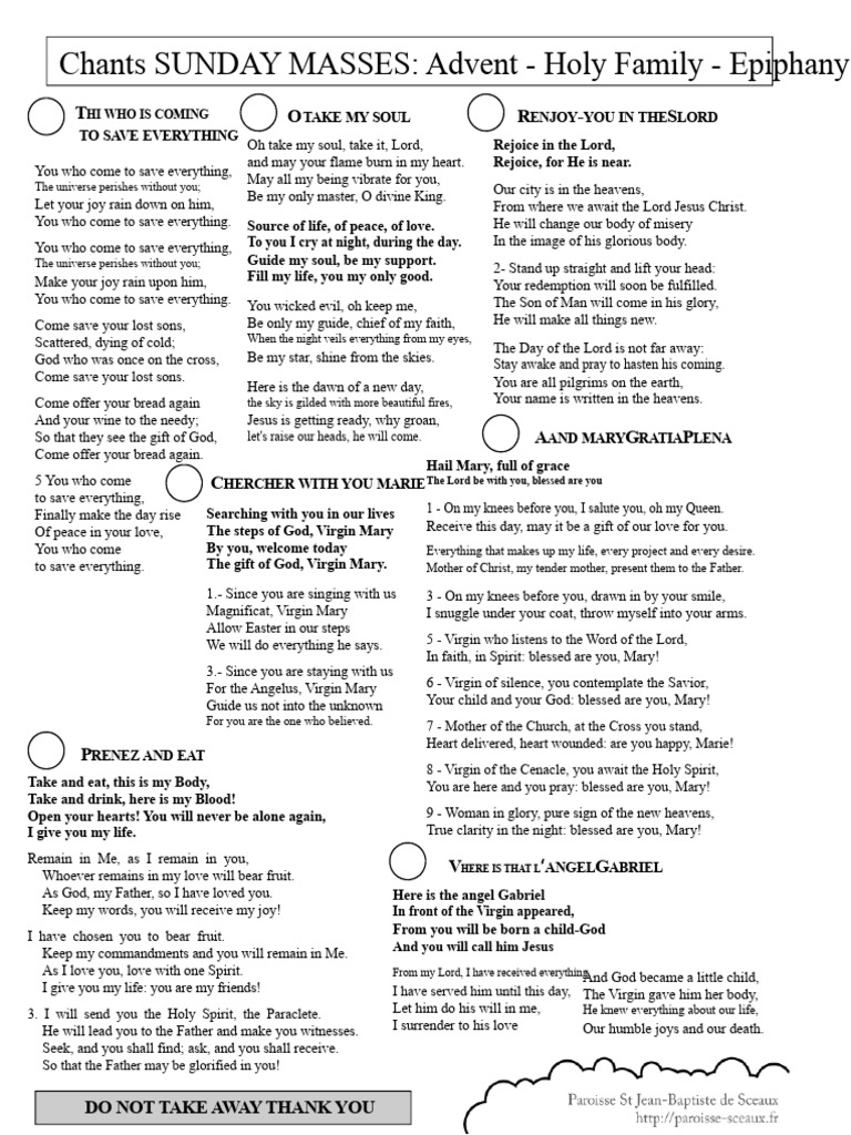 Advent to Epiphany Sunday Mass Chants | PDF | Eucharist | Mary, Mother ...