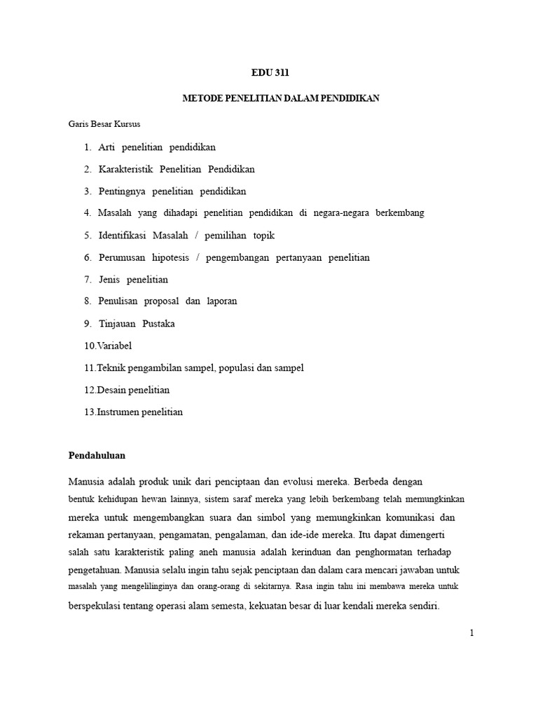 Edu 311 Metode Penelitian Dalam Pendidikan | PDF