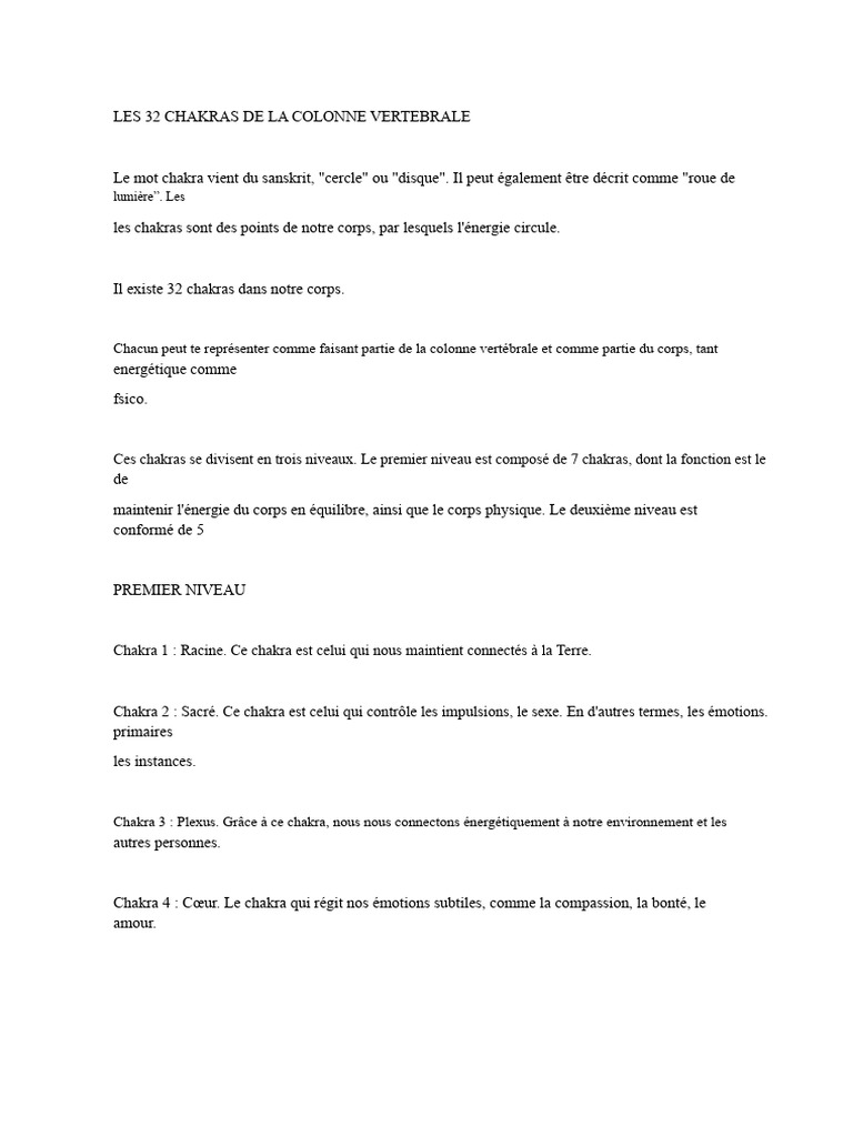 Les 32 Chakras de la Colonne Vertébrale | PDF | Chakra | Spiritualité