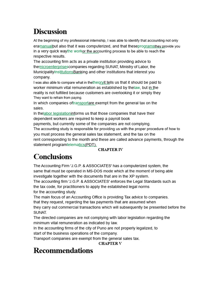 Accounting Internship Insights and Recommendations | PDF | Taxes ...