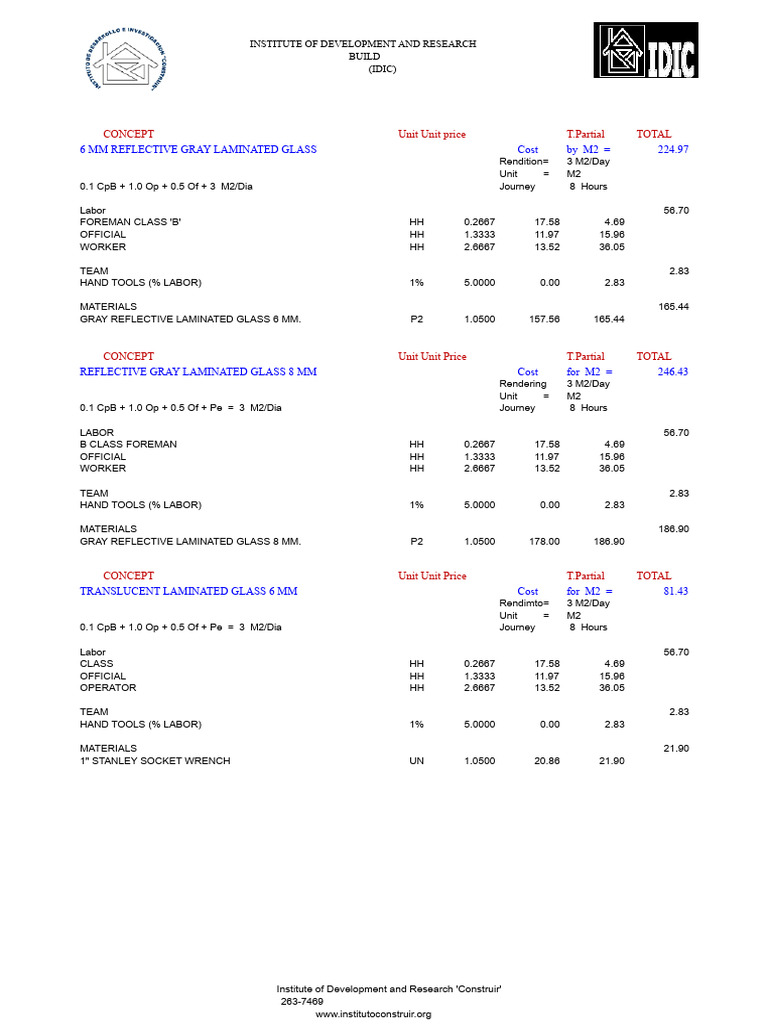 Unit Cost Analysis of Glass | PDF | Transparent Materials | Dielectric