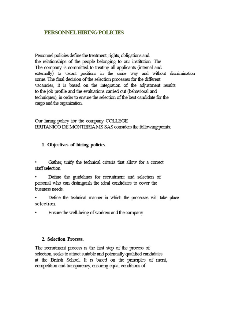 College Hiring Policies and Procedures | PDF | Human Resources ...