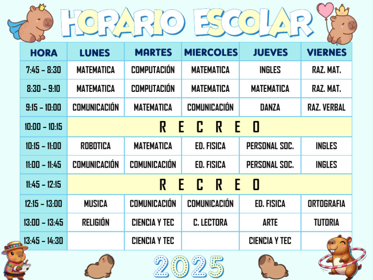 Horario ESCOLAR | PDF