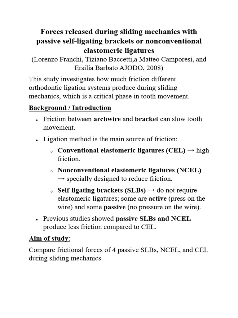 Forces Released During Sliding Mechanics With Passive Self | PDF ...