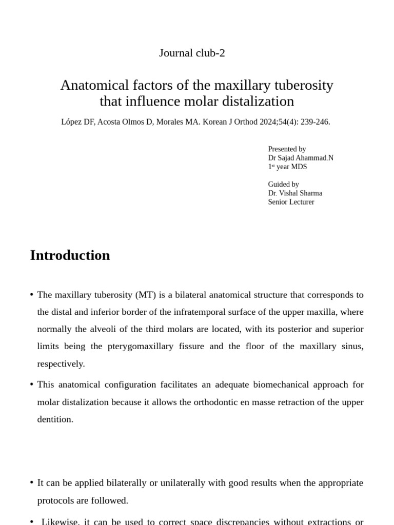 Maxillary Tuberosity and Molar Distalization | PDF | Ct Scan