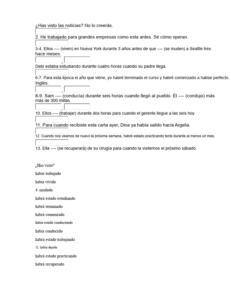 Tiempos Perfectos Mixtos | PDF