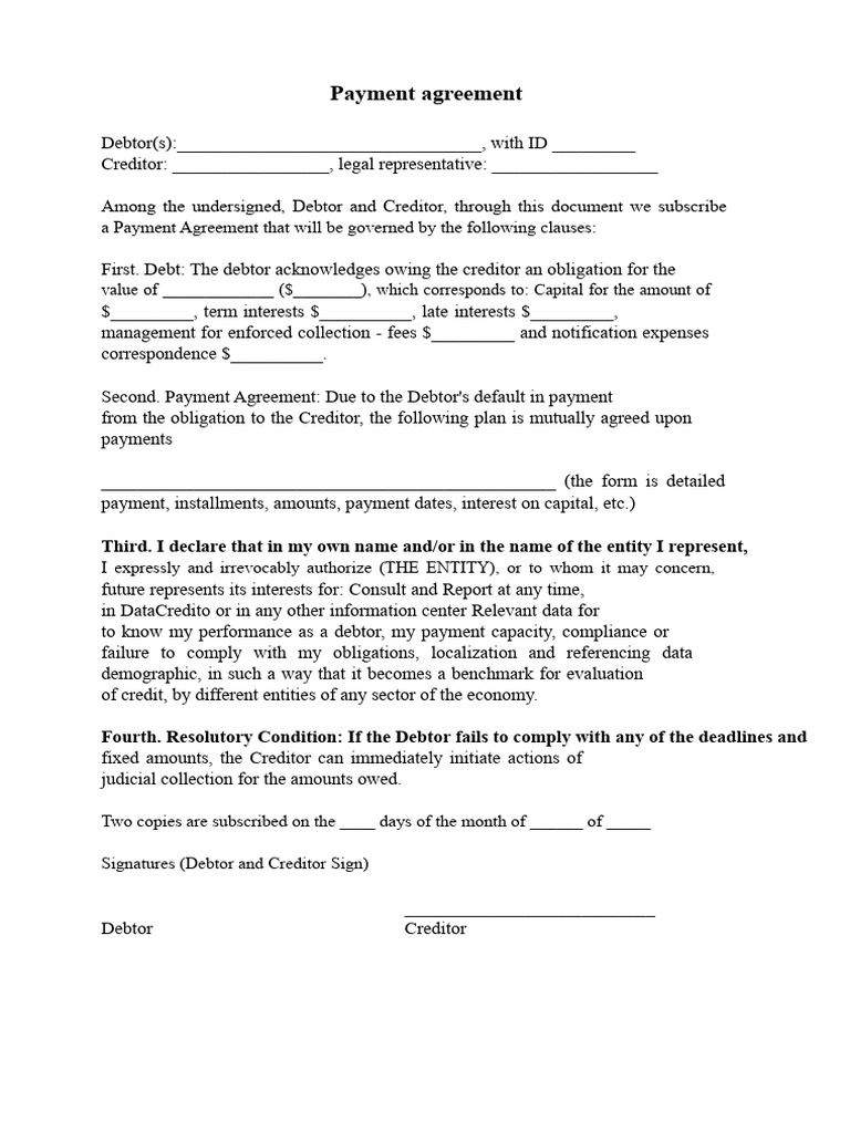 Payment Agreement Template | PDF