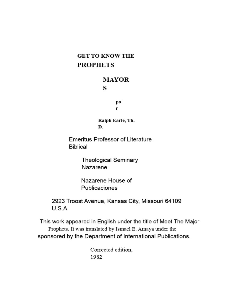 Ralph Earle, Th. D. - Know The Major Prophets. | PDF | Isaiah