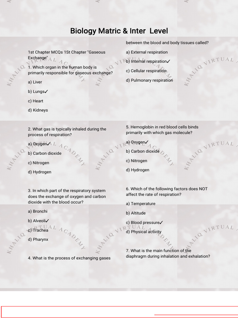 Biology Matric & Inter Level | PDF | Respiratory System | Respiratory Tract