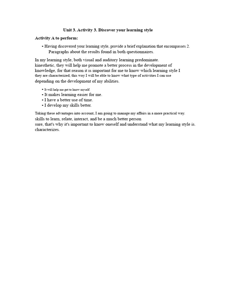 Brief Explanation of The Results Found in Both Questionnaires. | PDF