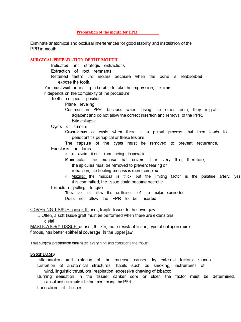 Mouth Preparation for PPR Installation | PDF | Periodontology | Dental ...