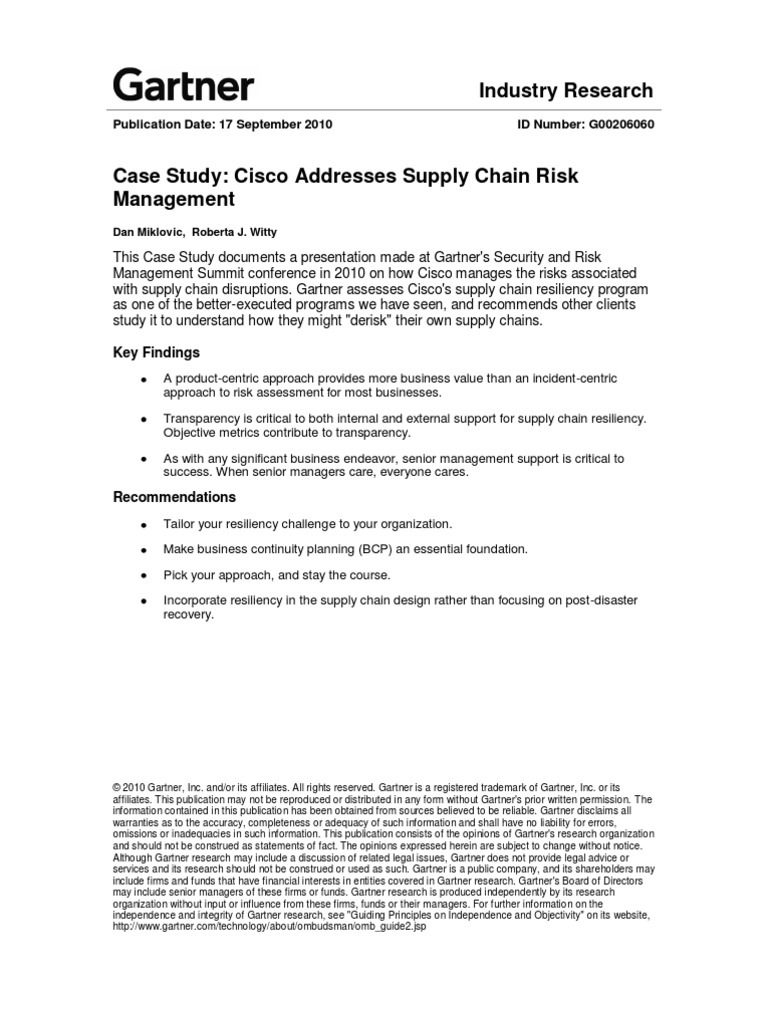 Cisco Case Study AMR 10-0917 | PDF | Supply Chain | Business Continuity