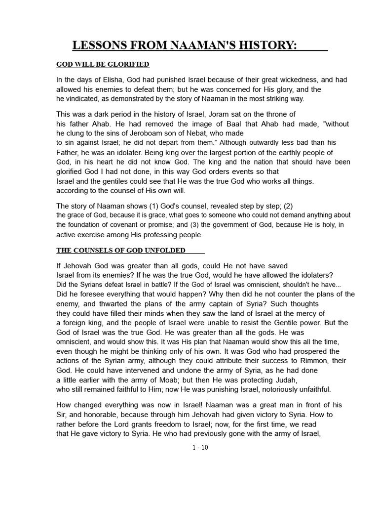 Lessons From The History of Naaman | PDF | Religious Belief And ...
