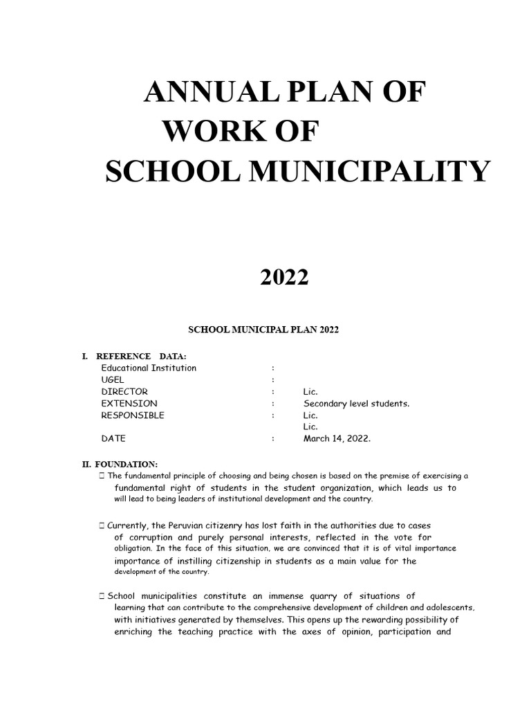 Model of School Municipality Plan | PDF | Elections | Citizenship