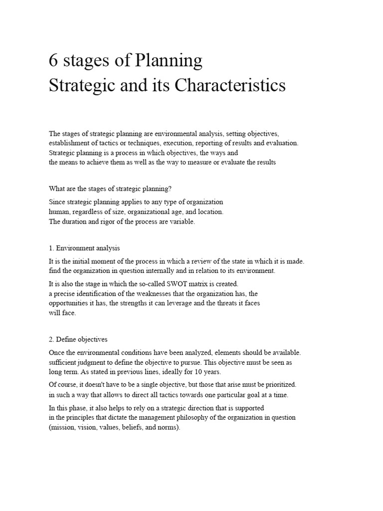 Stages of Strategic Planning Process | PDF | Business