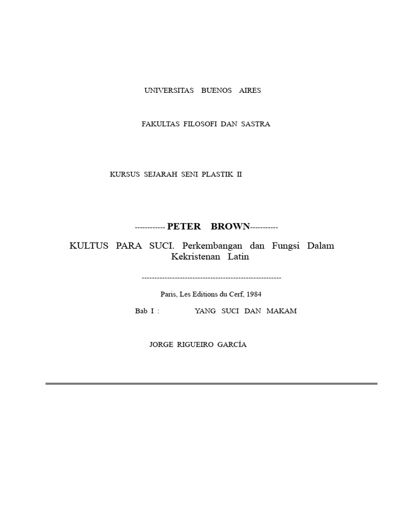 Kultus Santo Peter Brown | PDF