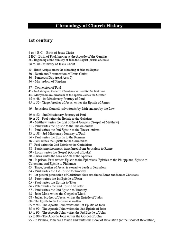 Church History Timeline: Key Events | PDF | Paul The Apostle | Catholic ...