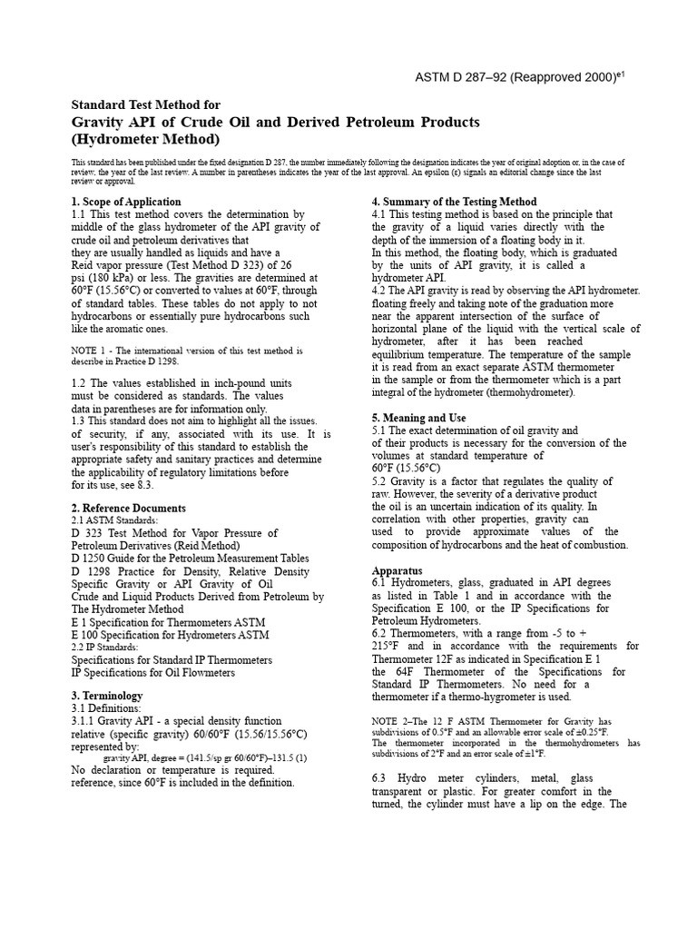 API Gravity Test Method for Crude Oil | PDF | Applied And ...