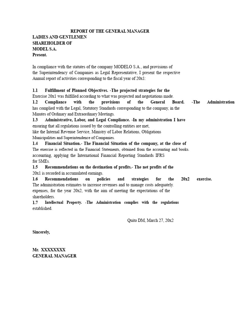 Report of The General Manager | PDF