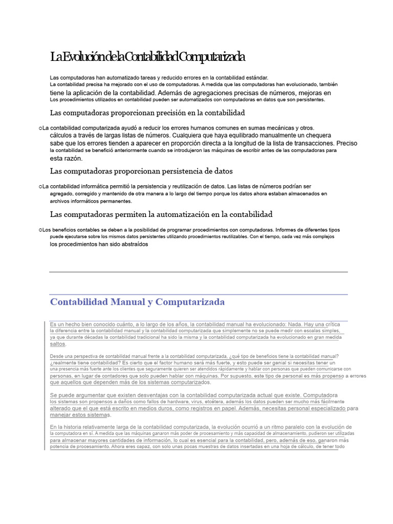 Evolución de la Contabilidad Computarizada | PDF | Contabilidad ...