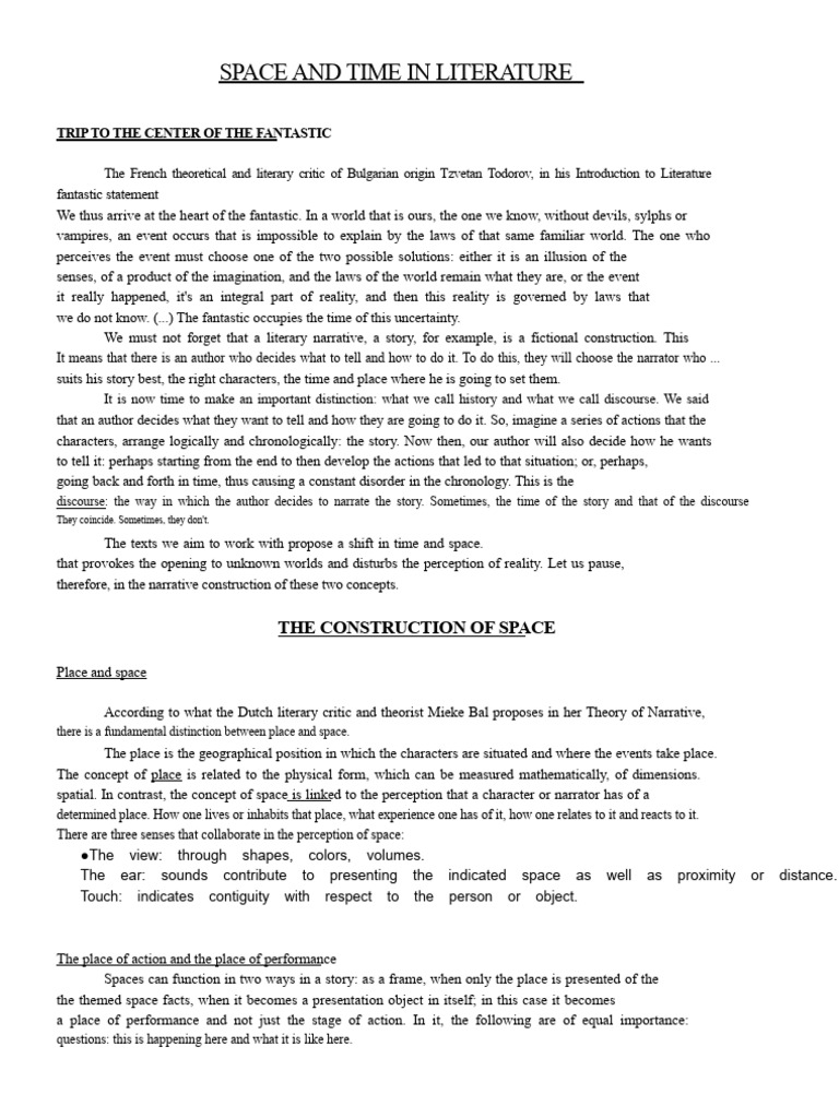Exploring Space and Time in Literature | PDF | Narrative | Space