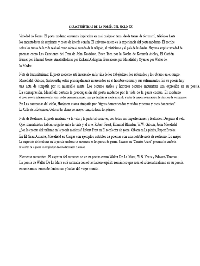 Poesía Del Siglo XX | PDF