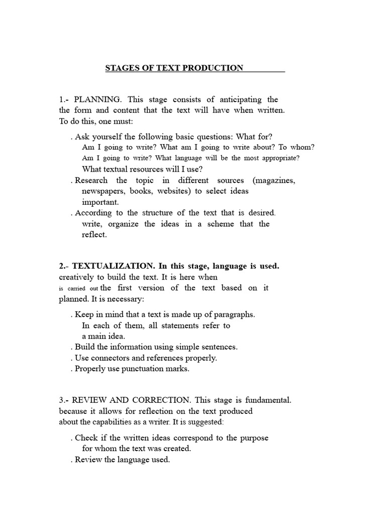 Text Production Stages Explained | PDF