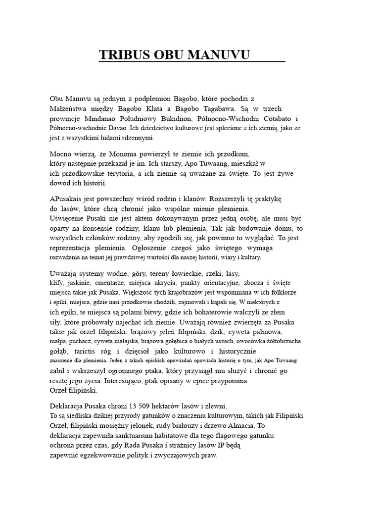 Tribus Obu Manuvo | PDF