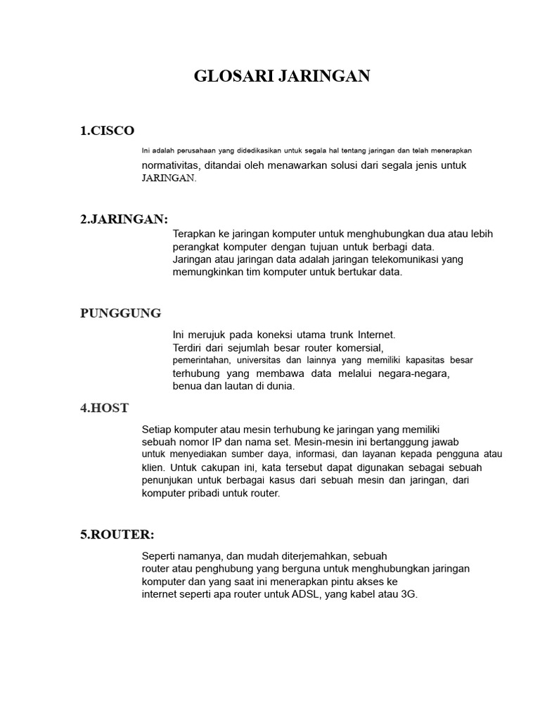 Glosari Istilah Jaringan Komputer | PDF