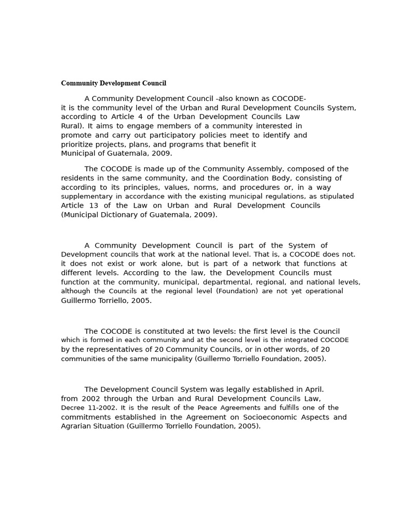 Community Development Council Overview | PDF | Community | Government