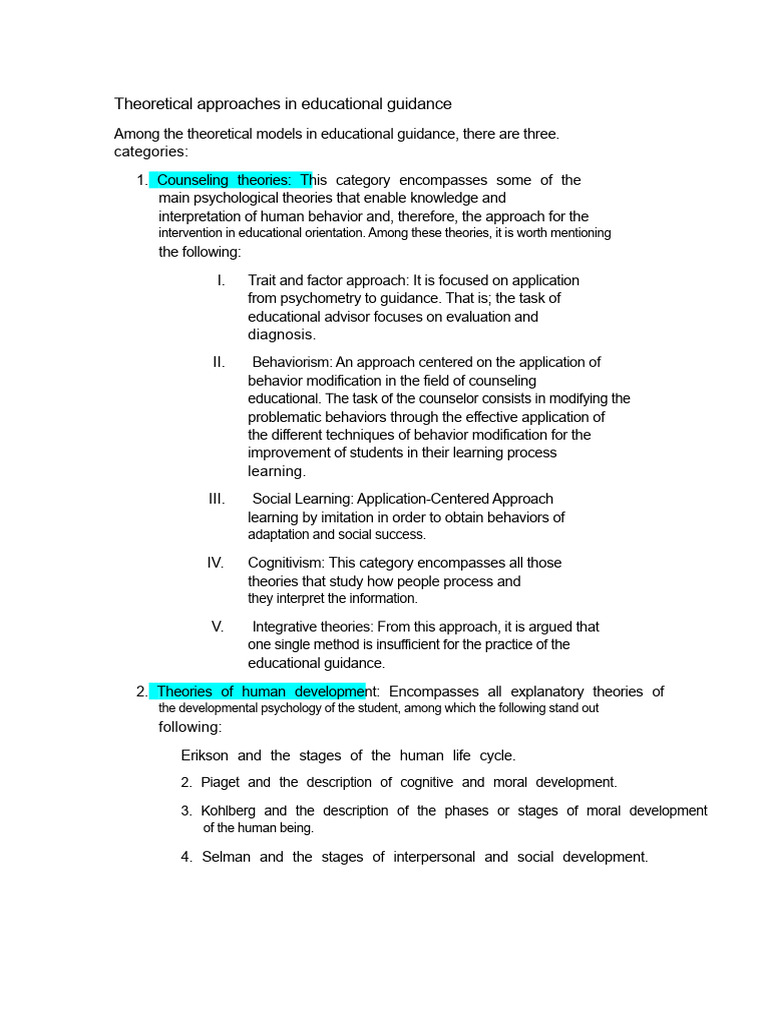 Theoretical Approaches in Educational Guidance | PDF | Constructivism (Philosophy Of Education ...