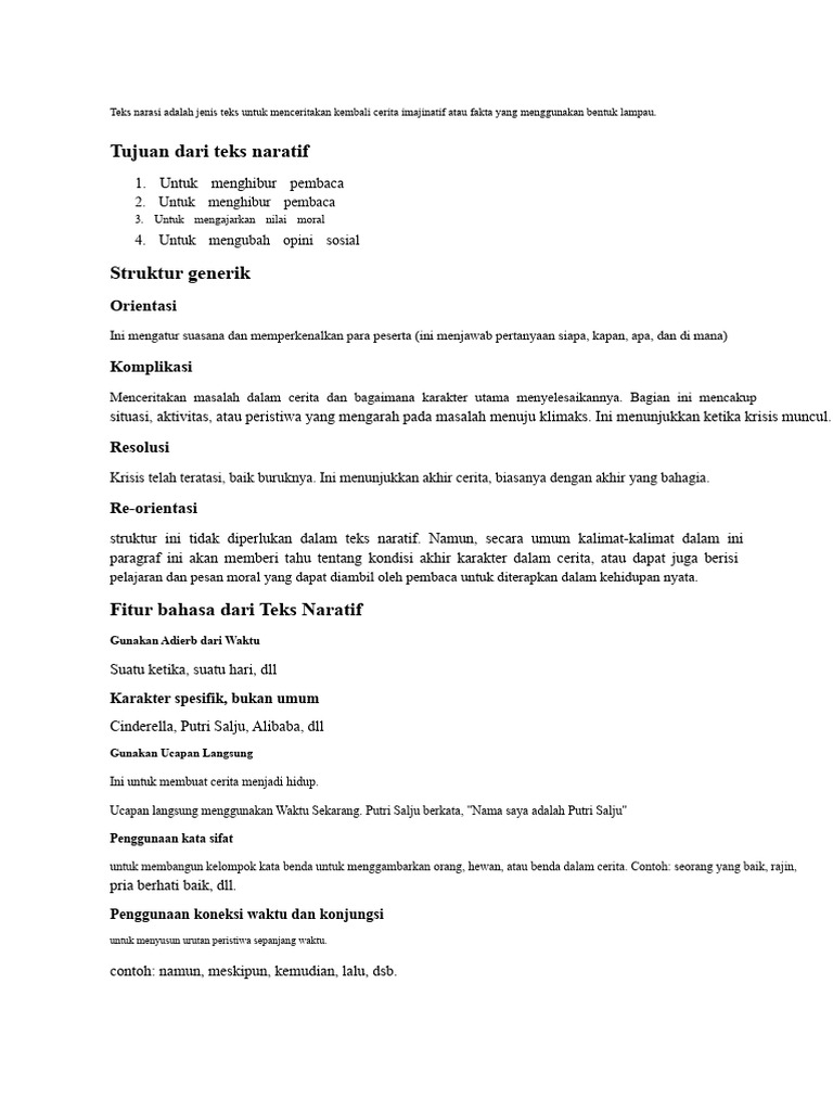 Teks Naratif Adalah Jenis Teks Untuk Menceritakan Kembali Kisah Yang Imajinatif Atau Faktual ...