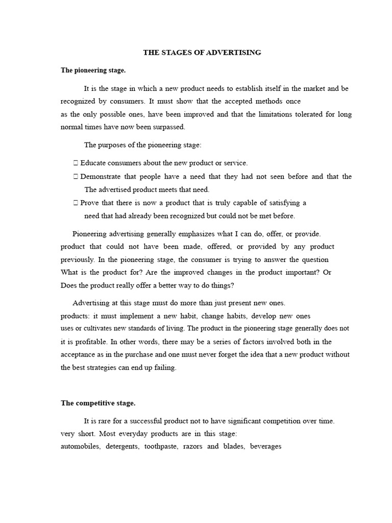ADVERTISING - THE STAGES OF ADVERTISING | PDF | Brand | Advertising