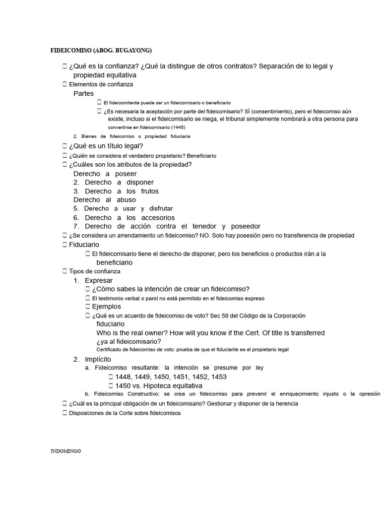 ATP Bugayong Fideicomisos | PDF | Propiedad | Documentos legales