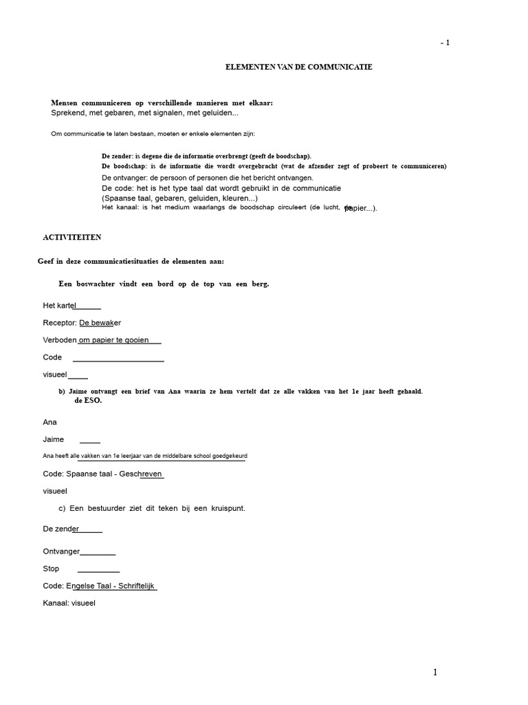 Workshop Elementen Van Communicatie | PDF
