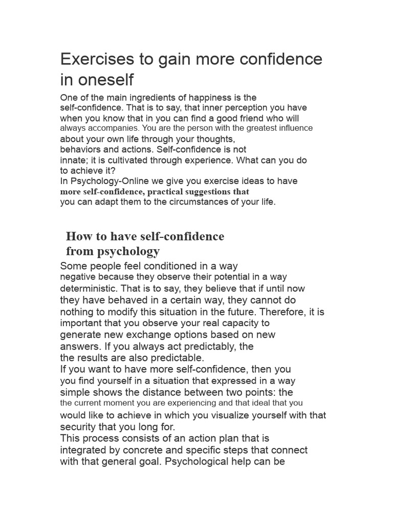 Exercises To Boost Self-Confidence | PDF | Thought | Motivational