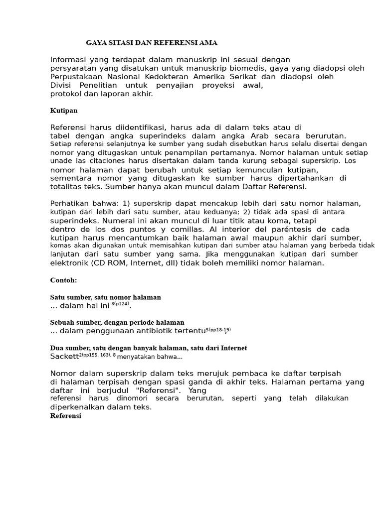 Gaya Sitasi AMA dalam Penelitian Biomedis | PDF