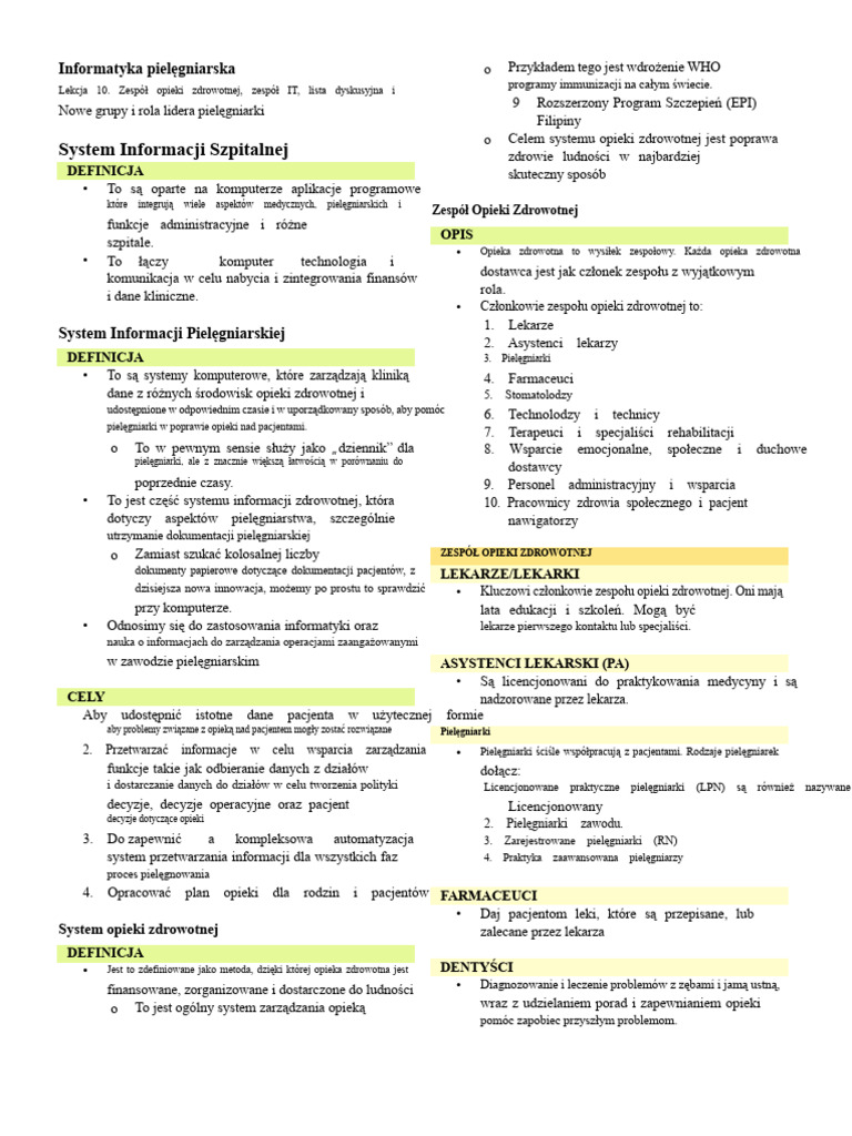 Lekcja 10. Zespół Opieki Zdrowotnej, Zespół IT, Listserv I Grupy Dyskusyjne Oraz Rola Lidera ...