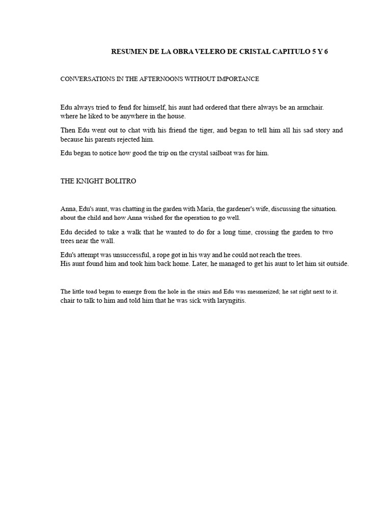 Summary of Crystal Sailboat | PDF