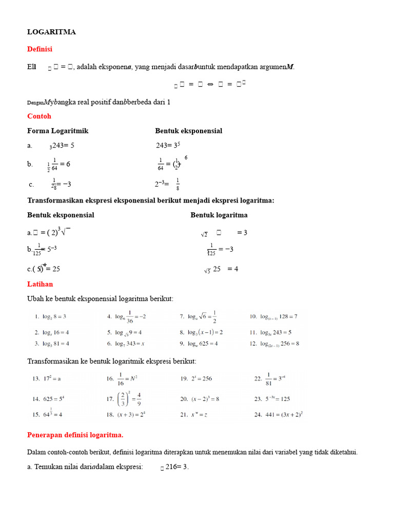 Persamaan Logaritma Dan Eksponensial | PDF