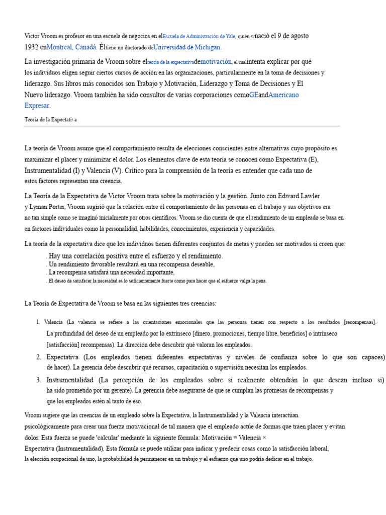 Victor Vroom | PDF | Motivación | Motivacional