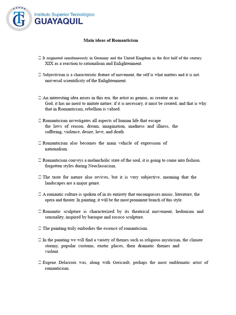 Key Concepts of Romanticism Explained | PDF