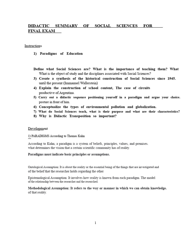 Social Sciences Didactic Summary Guide | PDF | Social Sciences | Science