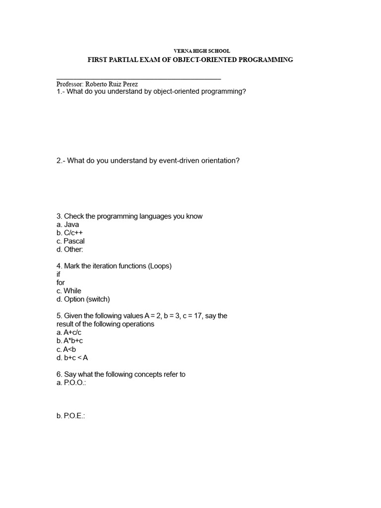 Partial Exam OOP | PDF
