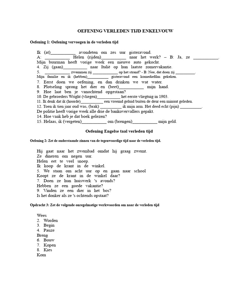 Oefeningen Voor de Ondergang Van de Verleden Tijd | PDF