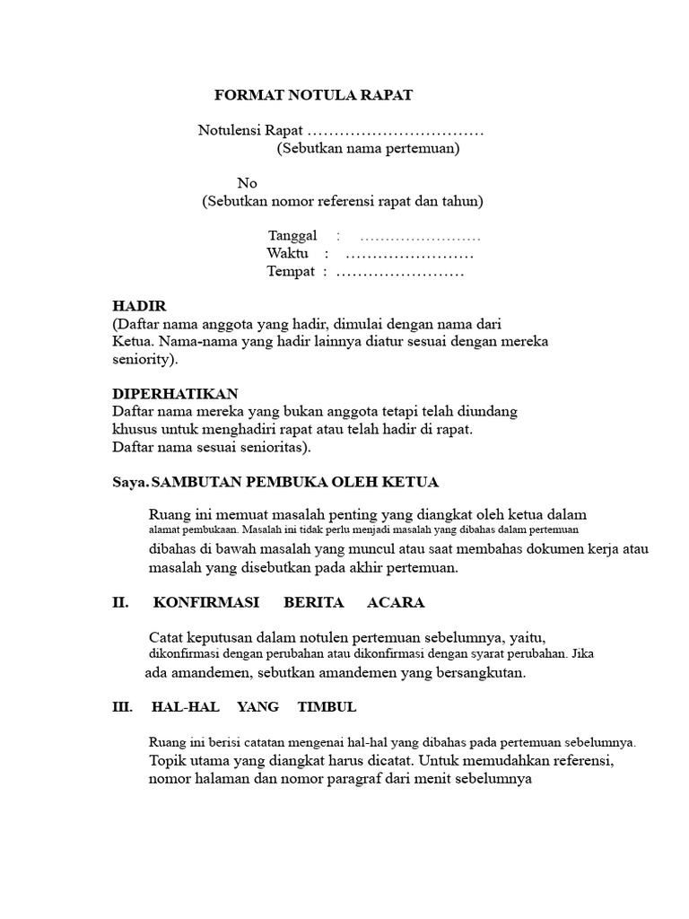 Format Notula Rapat Efektif | PDF