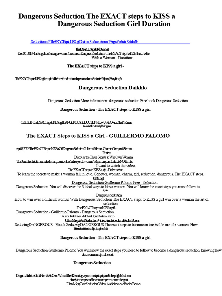 Dangerous Seduction The Exact Steps To Kiss A Girl Duration Dangerous Seduction | PDF ...