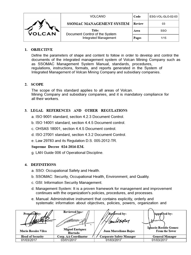 SSOMAC Document Control Guidelines | PDF | Regulatory Compliance ...